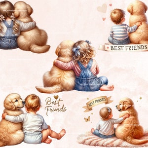 Best Friends Clipart Bundle, Dog and Baby Clipart, Dog Png Files, Dog ...