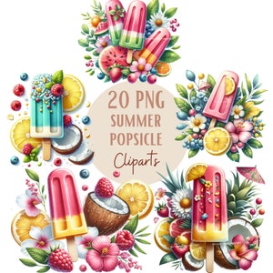 Summer Popsicle Clipart Bundle, Ice Cream Clipart , Ice Cream Pngs ...