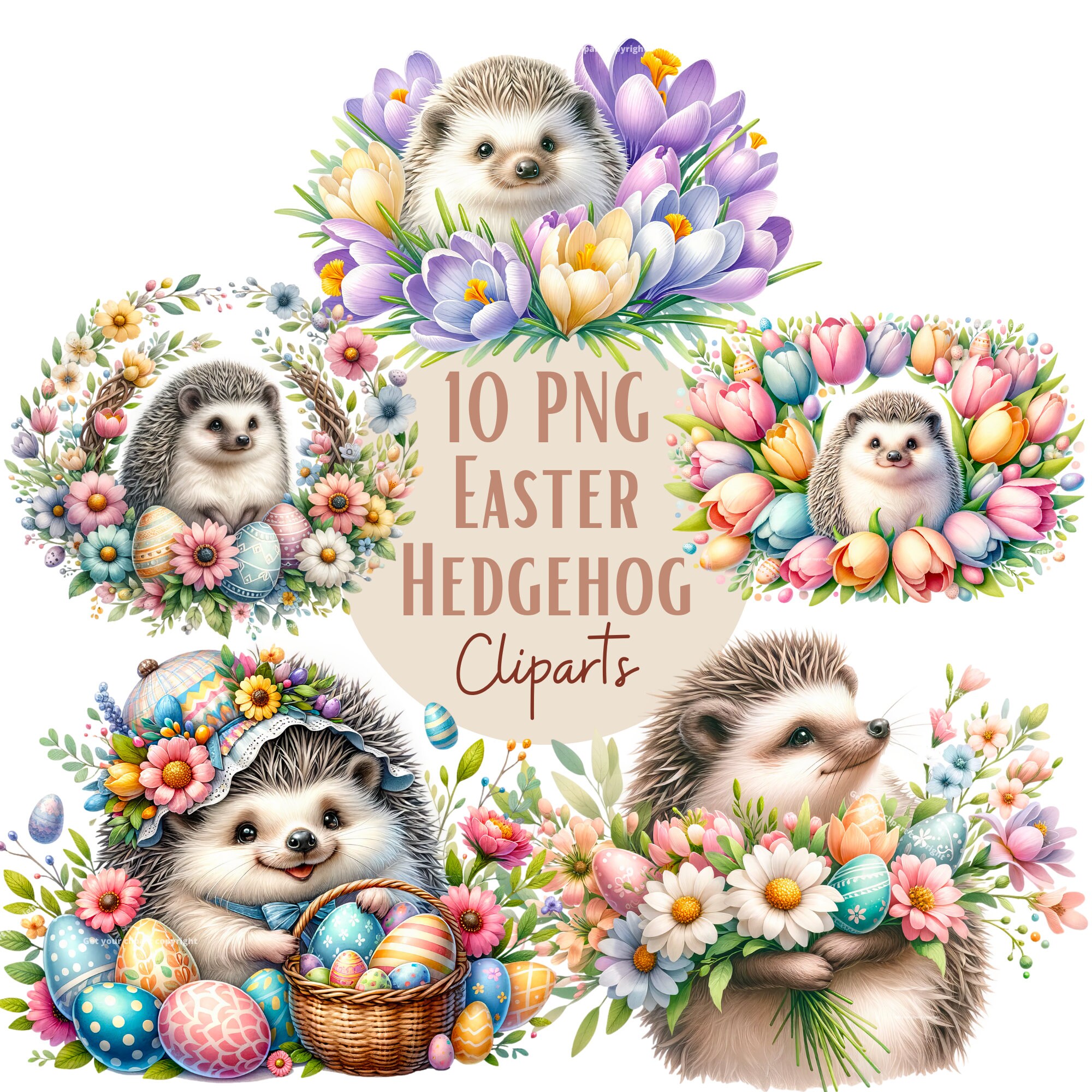 Easter Hedgehog Clipart Bundle, Easter Clipart, Easter Graphics, Easter ...