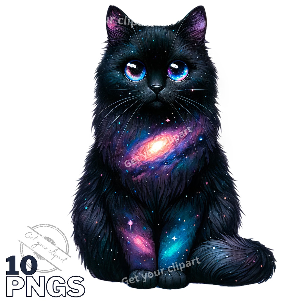 Celestial Cat, Mystical Cat, Night Sky Clipart, Mysterious Universe ...