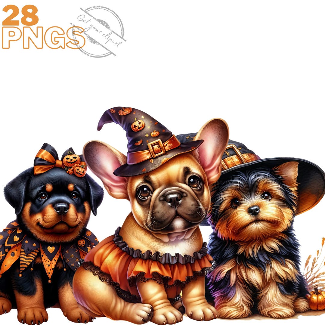 Halloween Dogs Clipart Bundle, Dog Clipart, Halloween Dog, Halloween ...