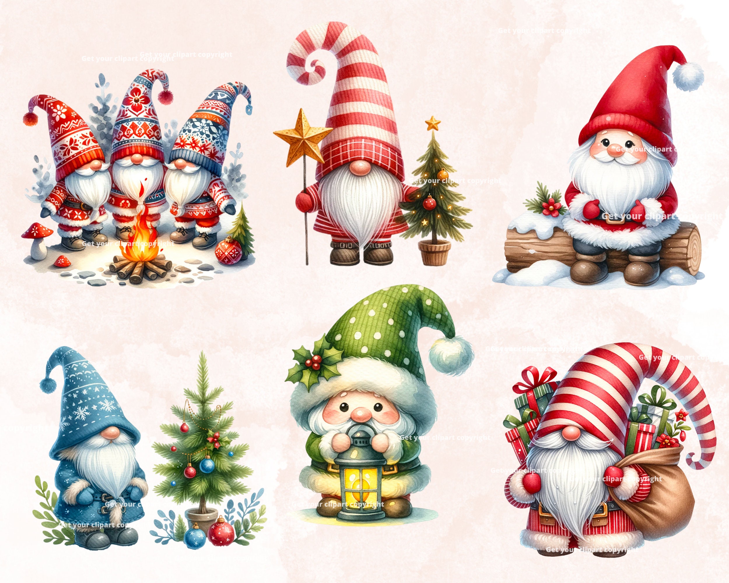 Christmas Gnome Clipart Bundle, Christmas Clipart, Winter Gnome Png ...