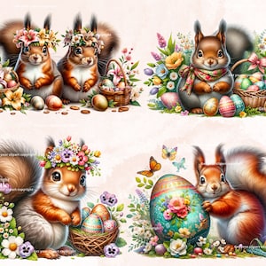 Easter Squirrel Png Graphics, Easter Png Clipart Bundle, Woodland ...