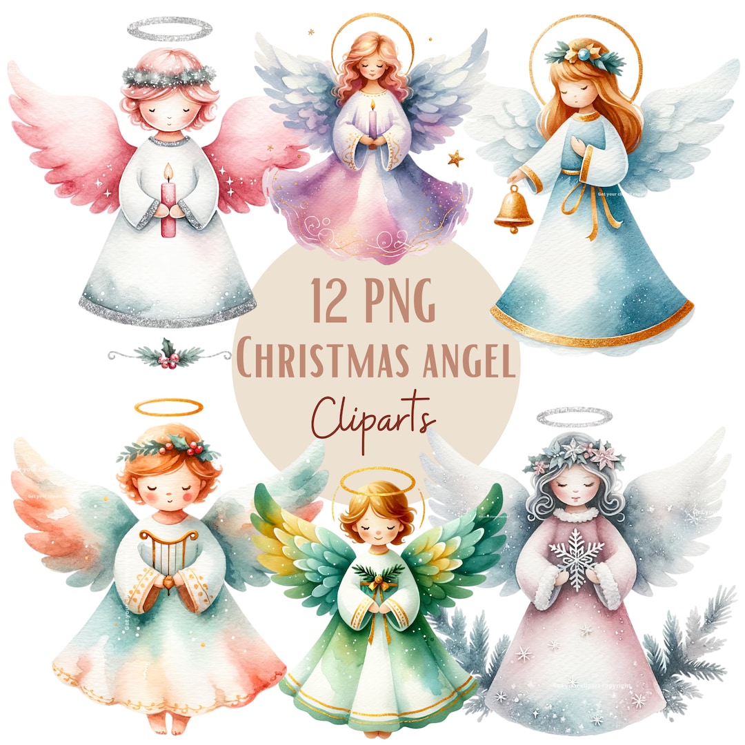 Christmas Angels Clipart Bundle, Christmas Png Graphics, Christmas Png ...