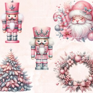 Pink Christmas Clipart Bundle, Snowman Png Graphics, Santa Claus Png ...