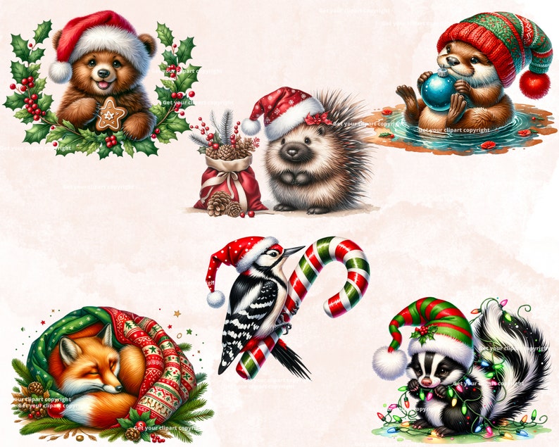 Christmas Woodland Animals Clipart Bundle, Woodland Graphics, Animals ...