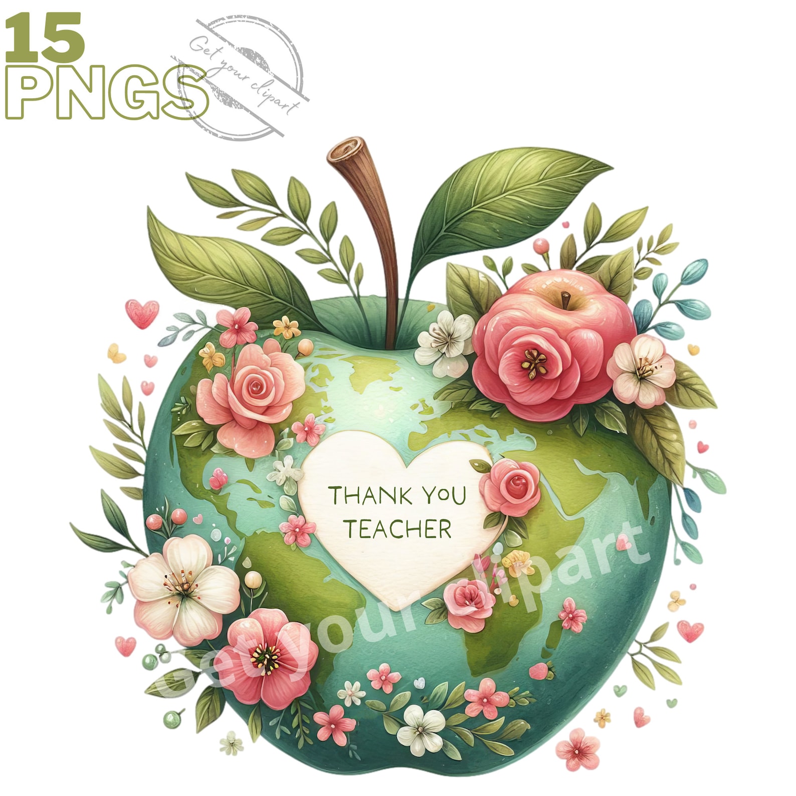 Thank You Teacher Clipart Bundle, Teacher Appreciation, Teacher Clipart ...