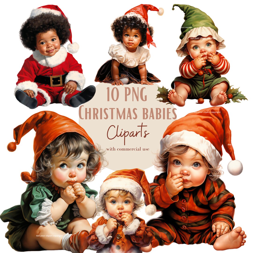 Christmas Babies Cliparts Bundle, Graphics for Christmas Ornaments ...