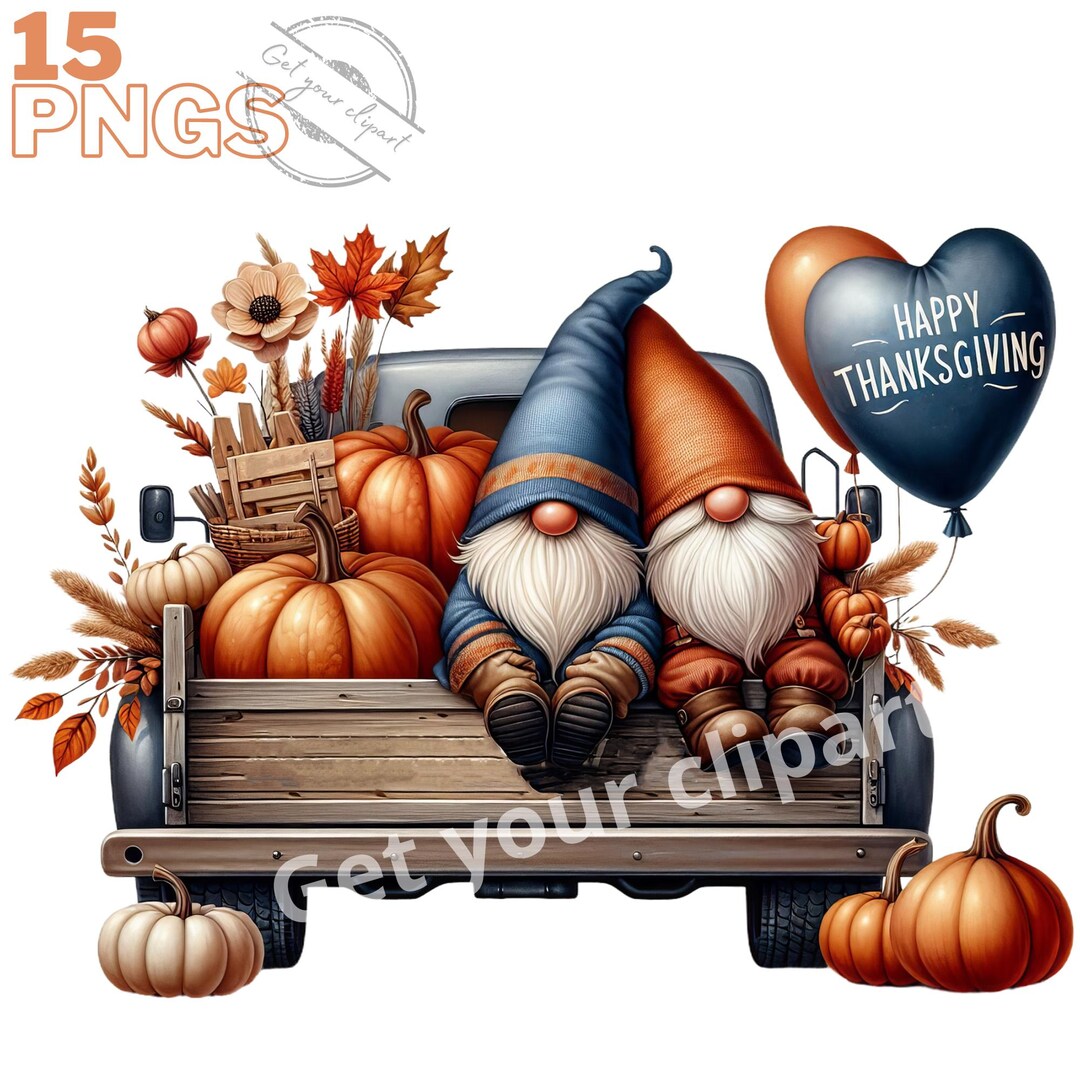 Thanksgiving Gnome Clipart Bundle, Thanksgiving Clipart, Autumn Gnome ...