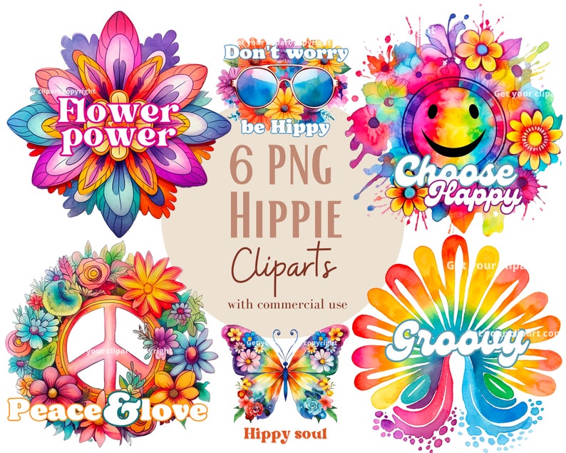 Hippie Png Designs Hippie Soul Png Graphics Groovy Png - Etsy