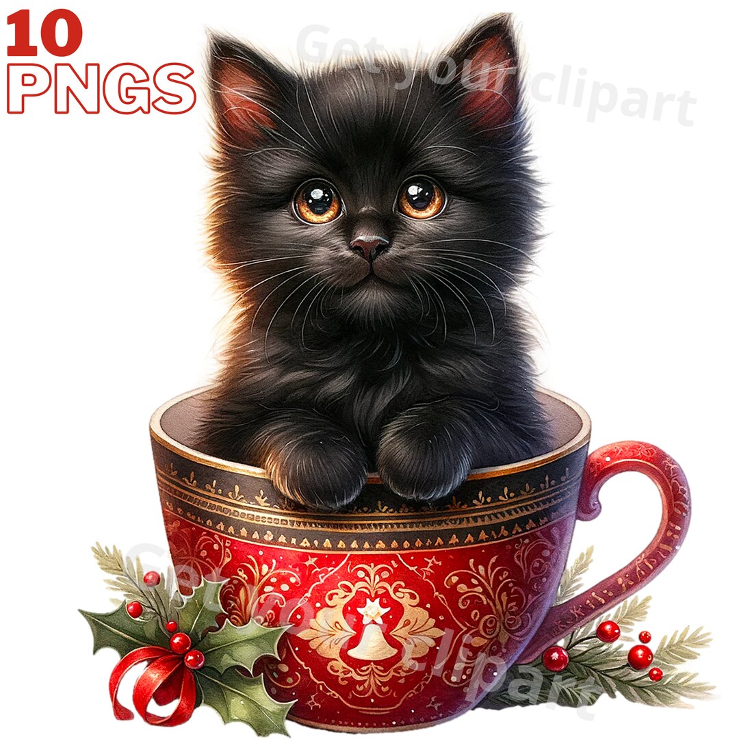 Christmas Mugs Watercolor Clipart Bundle, Christmas Png Bundle, Set of ...