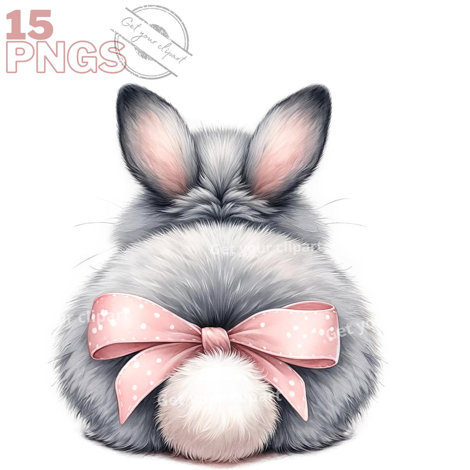 Cute Bunny Butt Clipart Bundle, Easter Clipart, Bunny Graphics, Easter ...