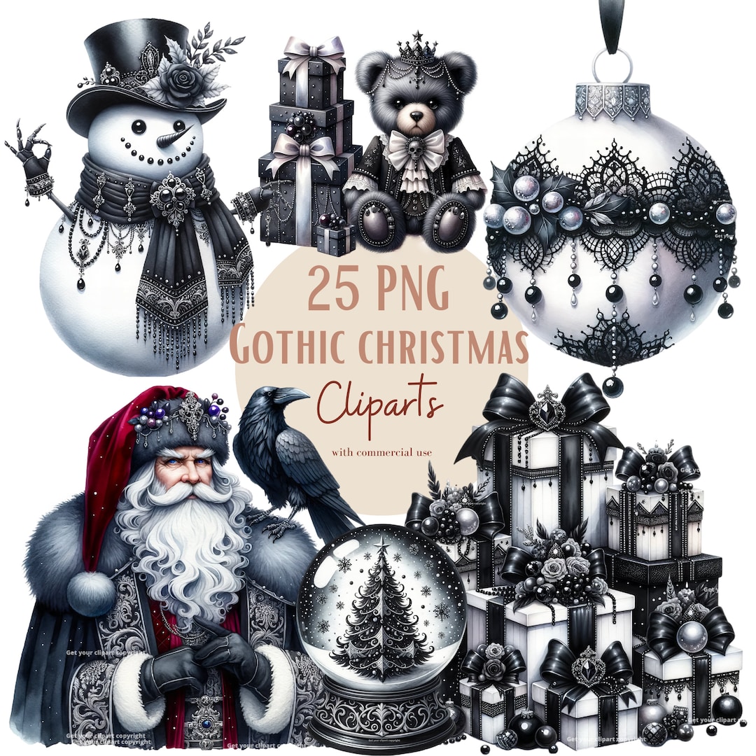 Gothic Christmas Clipart Bundle, Christmas Png Bundle ,gothic Christmas ...