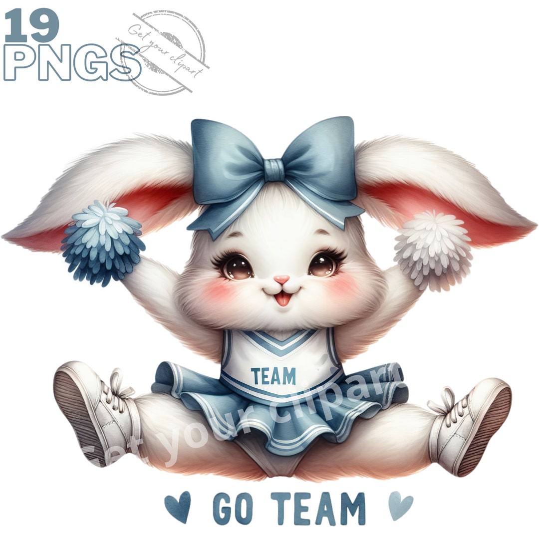 Cheerleader Bunny Clipart, Nursery Graphics, Cheerleading Clipart ...