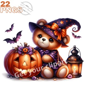 Halloween Teddy Bear Clipart Bundle, Halloween Graphics, Teddy Bear Png ...