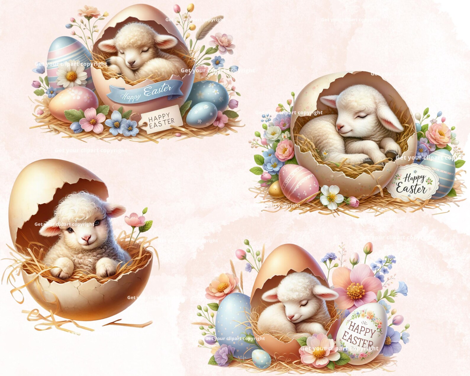 Spring Lamb Clipart Bundle, Easter Lamb Png Graphics, Easter ...