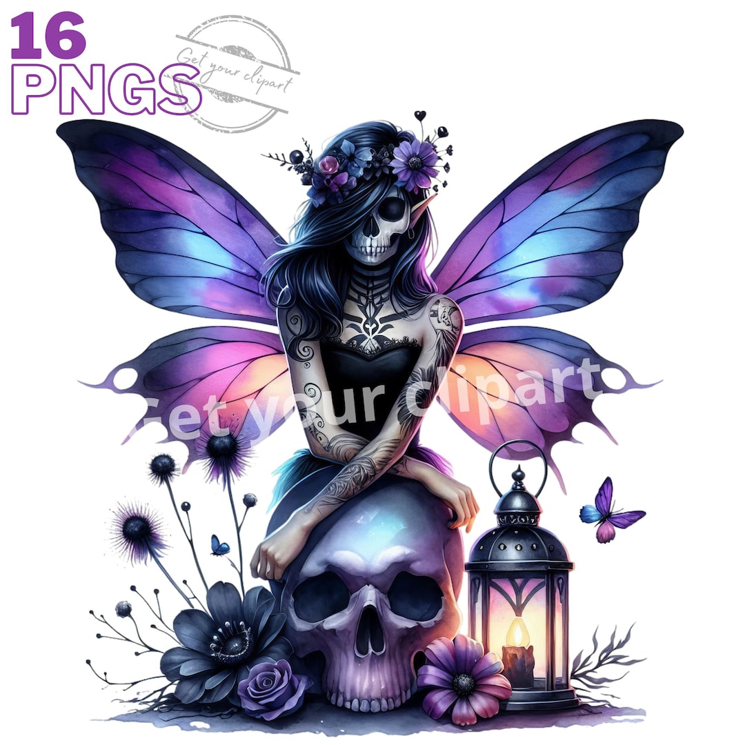 Dark Halloween Fairy Clipart Bundle, Fantasy Graphics, Fairy Graphics ...