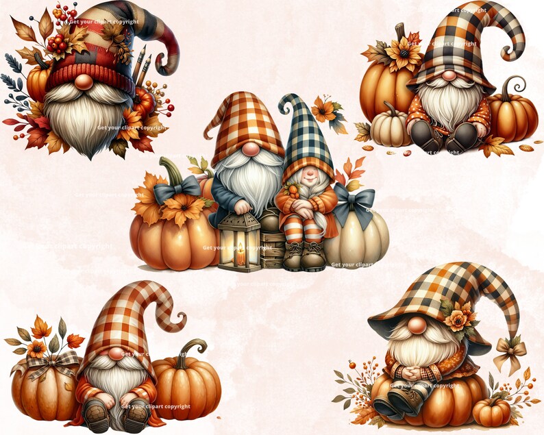 Fall Gnome Clipart Bundle, Gnome Clipart, Fall Gnome Png Graphics, Fall ...