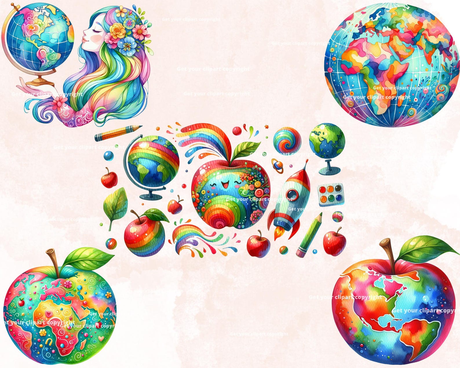 Thank You Teacher Clipart Bundle, Teacher Appreciation, Teacher Clipart ...