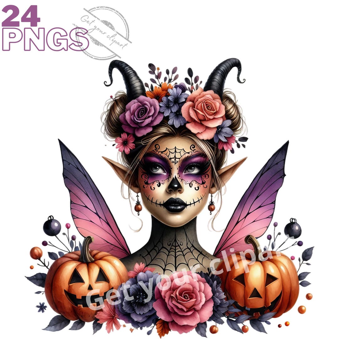 Halloween Fairy Clipart Bundle, Halloween Png Bundle, Fantasy Clipart ...