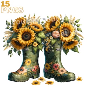 Garden Boots Clipart Bundle, Hello Spring Png Designs, Garden Clipart ...
