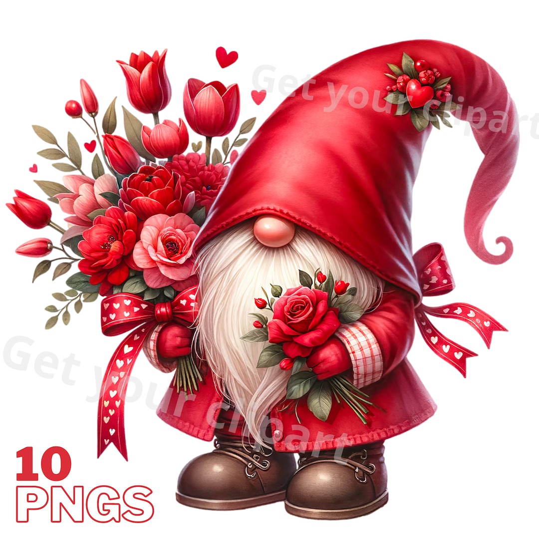 Valentines Gnome Clipart Bundle, Valentines Clipart, Valentines Png ...