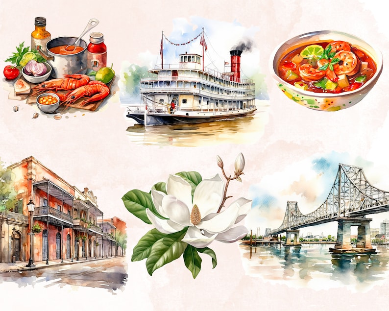 Louisiana Clipart, Watercolor Louisiana Png Files, Louisiana Bayou Png ...