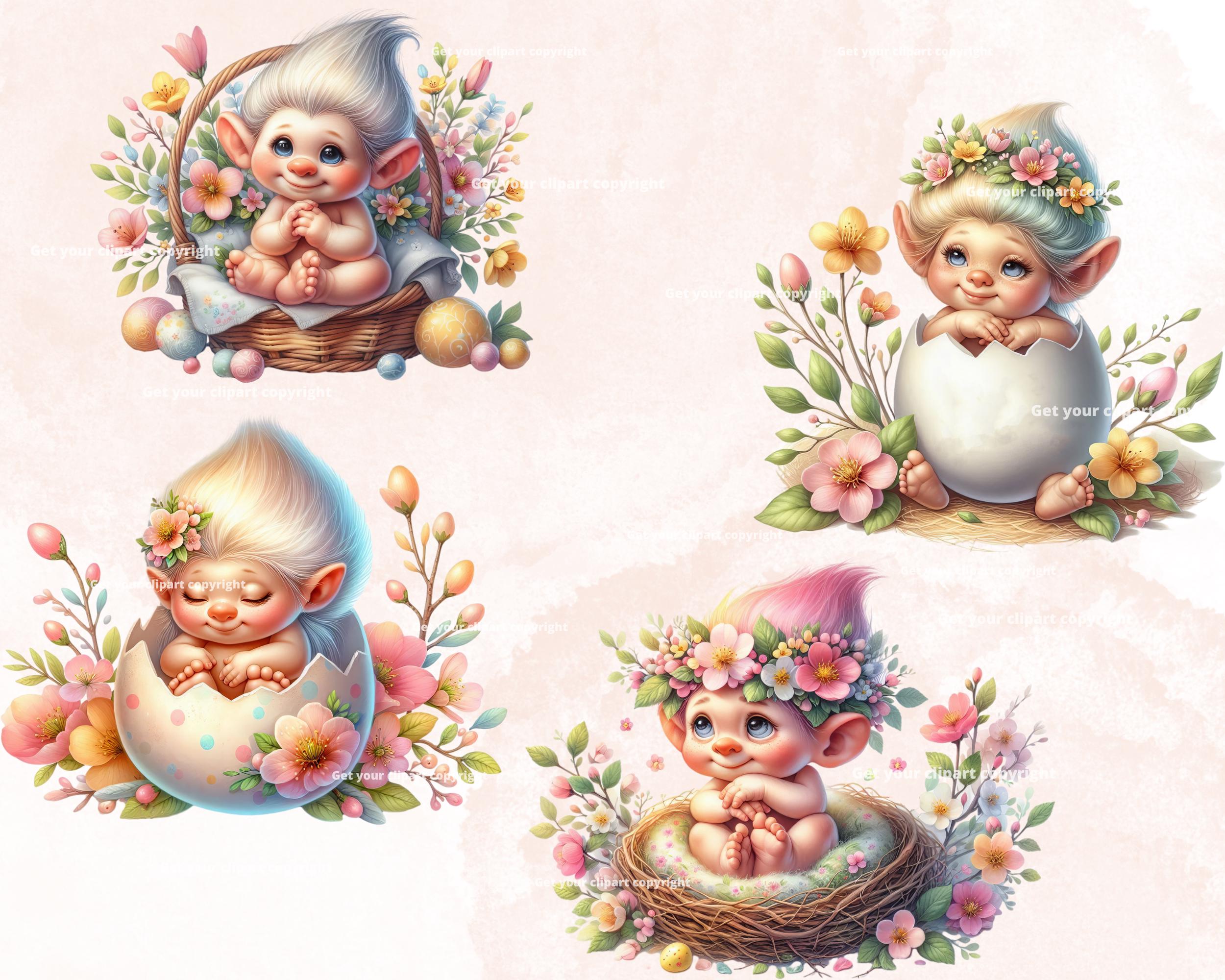 Cute Easter Troll Clipart Bundle, Fantasy Clipart, Fantasy Graphics ...