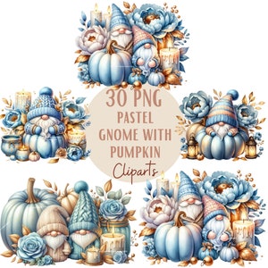 Pastel Gnome and Pumpkin Clipart Bundle, Fall Scrapbooking, Fall ...