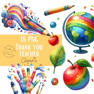 Thank You Teacher Clipart Bundle, Teacher Appreciation, Teacher Clipart ...