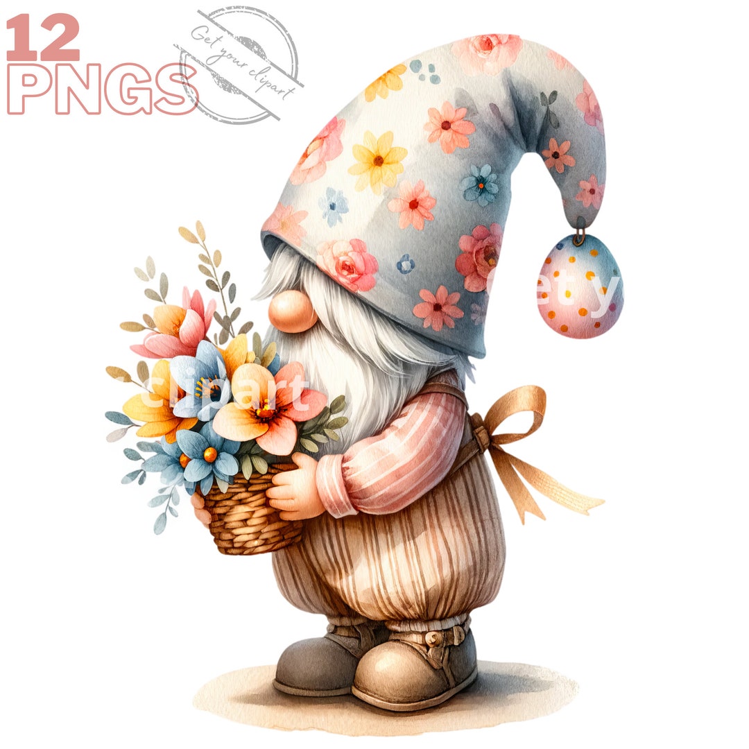 Easter and Spring Gnome Clipart Bundle, Garden Clipart, Spring Gnome ...