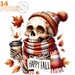 Fall Skeleton Clipart Bundle, Skeleton Drinking Coffee, Autumn Skeleton ...