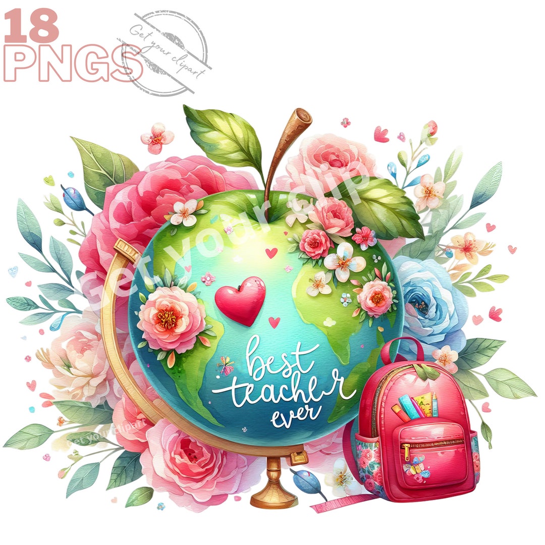 Thank You Teacher Clipart Bundle, Teacher Appreciation, Teacher Clipart ...