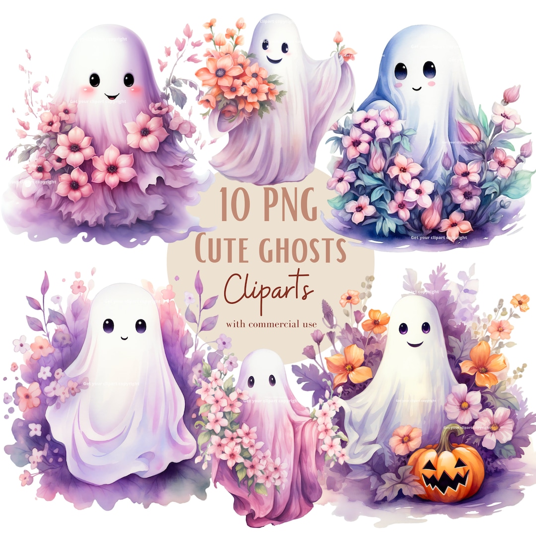 Pastel Halloween Clipart Bundle, Spooky Ghost, Autumn Sublimation ...