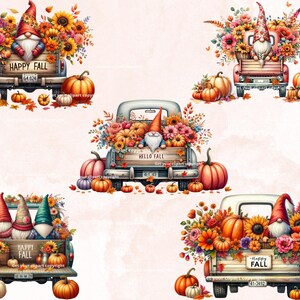 Fall Truck and Gnomes Png Graphics, Hello Fall Clipart, Farm Truck Png ...