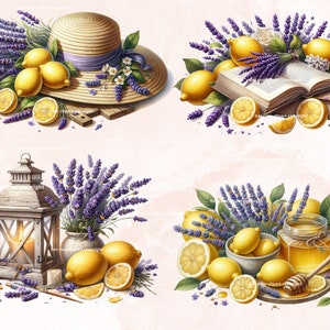 Lemon and Lavender Clipart Bundle, Lavender Png Graphics, Lemon Png ...