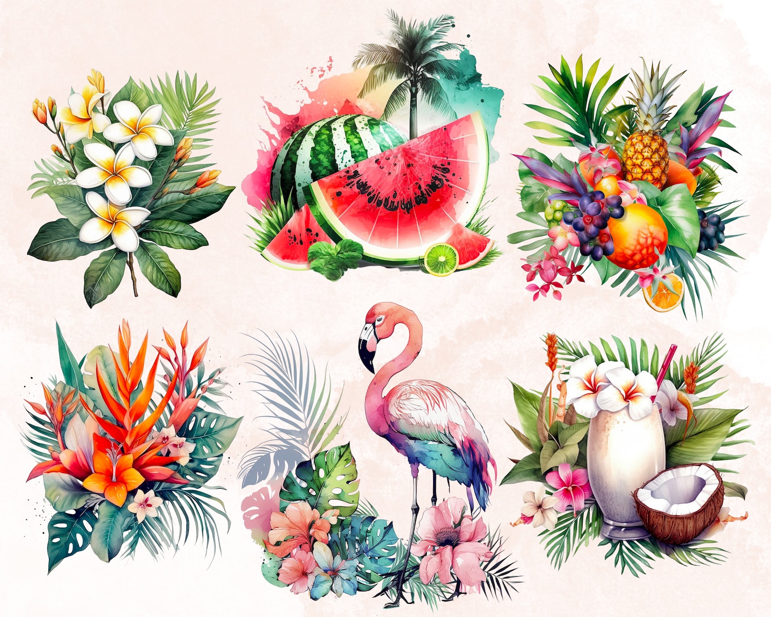 Tropical Clipart Tropical Bouquet Clipart Summer Time Png - Etsy