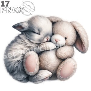 Cuddly Bunny Clipart Bundle, Cute Bunny Pngs, Spring Designs ...