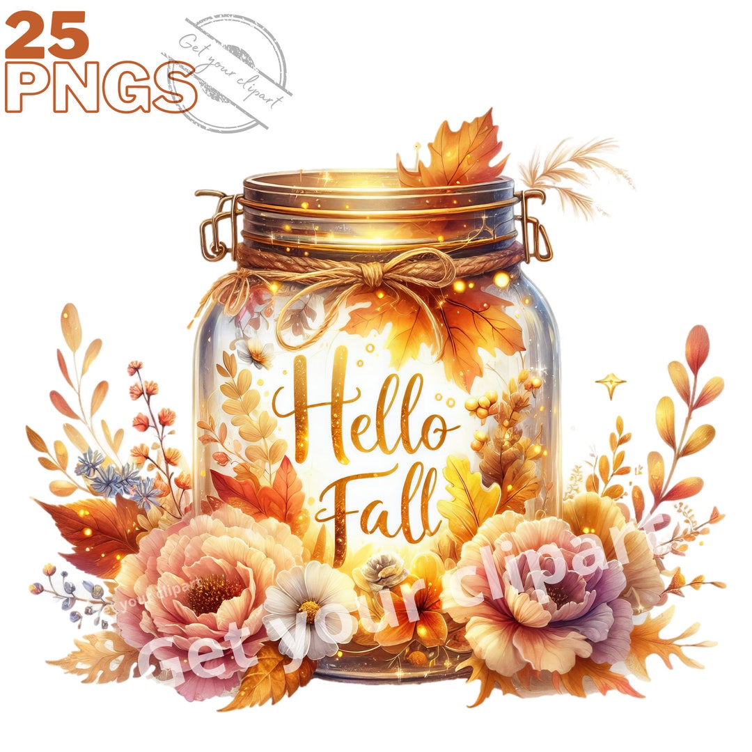Autumn Jar Clipart Bundle, Fall Clipart, Autumn Graphics, Fall ...