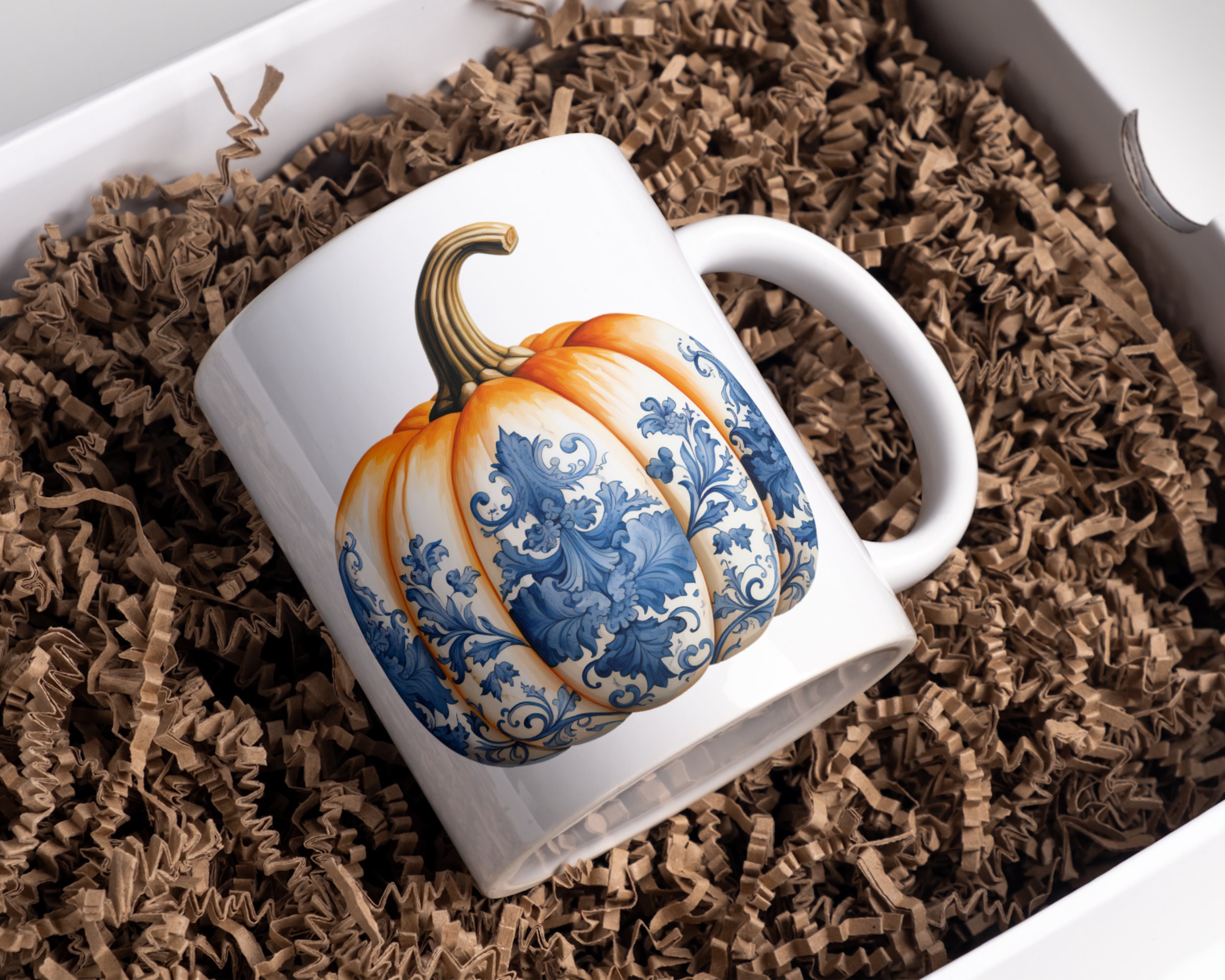 Blue Pumpkin Clipart Bundle, Floral Pumpkin Graphics, Thanksgiving ...