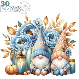 Pastel Gnome and Pumpkin Clipart Bundle, Fall Scrapbooking, Fall ...