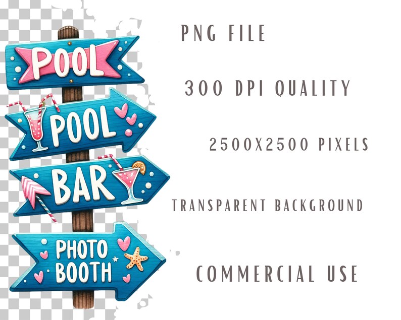 Pool Party Clipart Bundle, Summer Clipart, Pool Party Graphics, Hello ...