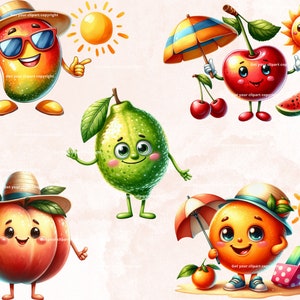 Funny Fruit Clipart Bundle, Fruit Graphics, Summer Clipart Bundle ...