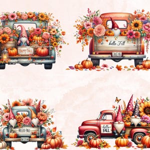 Fall Truck and Gnomes Png Graphics, Hello Fall Clipart, Farm Truck Png ...