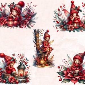 Christmas Fairy Clipart Bundle, Christmas Png Bundle, Fantasy Clipart ...