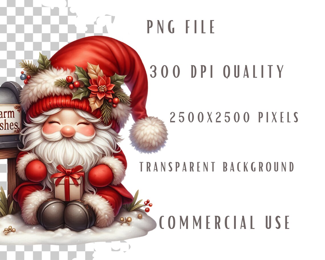 Christmas Mailbox and Gnome Clipart Bundle, Christmas Png, Christmas ...