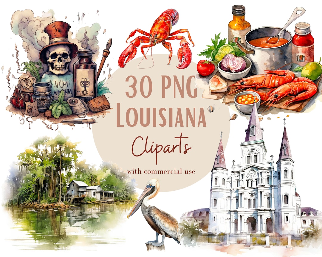 Louisiana Clipart, Watercolor Louisiana Png Files, Louisiana Bayou Png ...