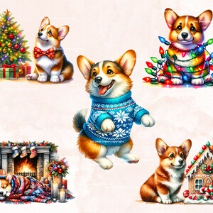 Christmas Corgi Png Graphics, Watercolor Dog Clipart, Set of 10 ...