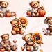 Fall Teddy Bear Clipart Bundle, Teddy Bear Clipart, Teddy Bear Png ...