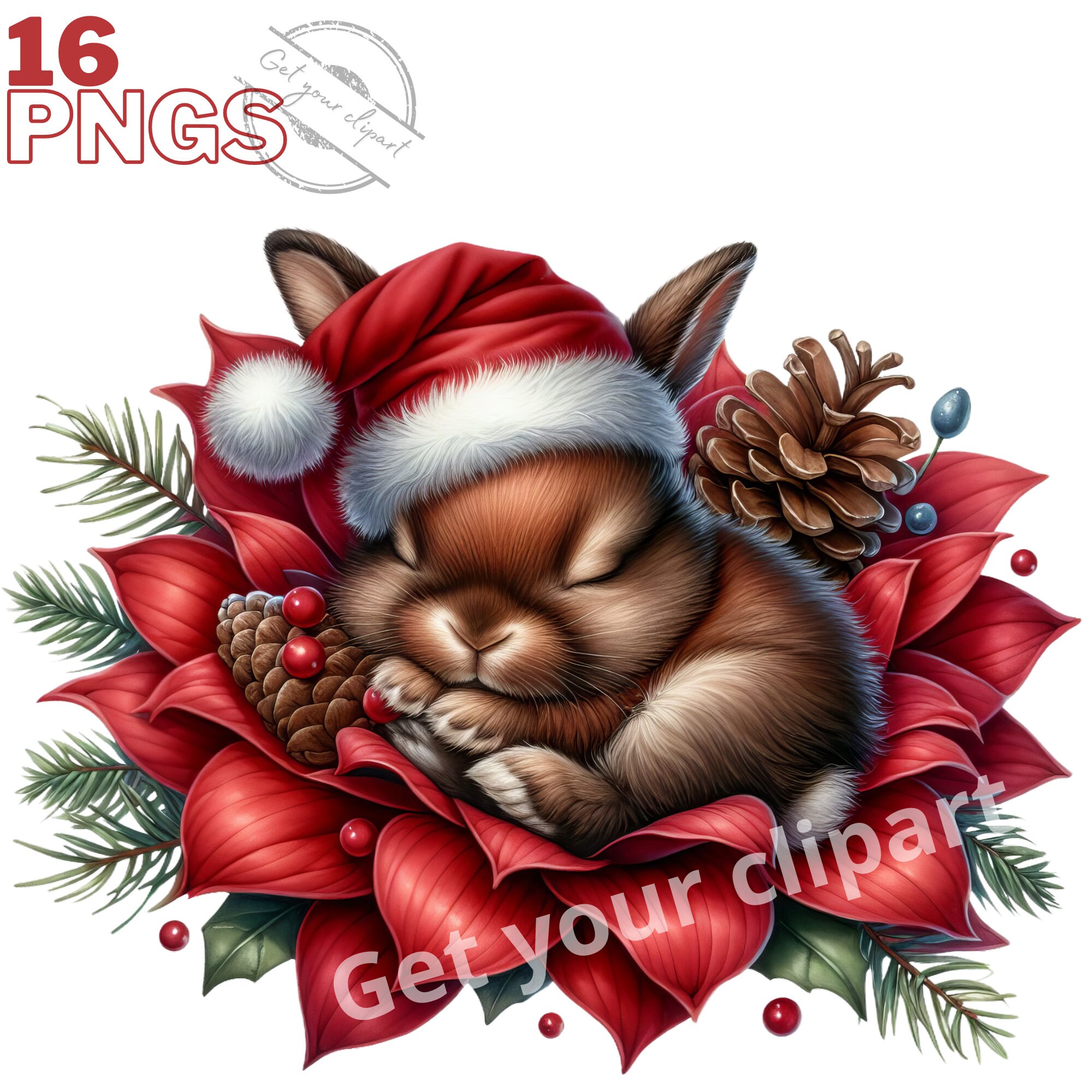 Christmas Bunny Clipart Bundle, Christmas Clipart, Winter Png Graphics ...